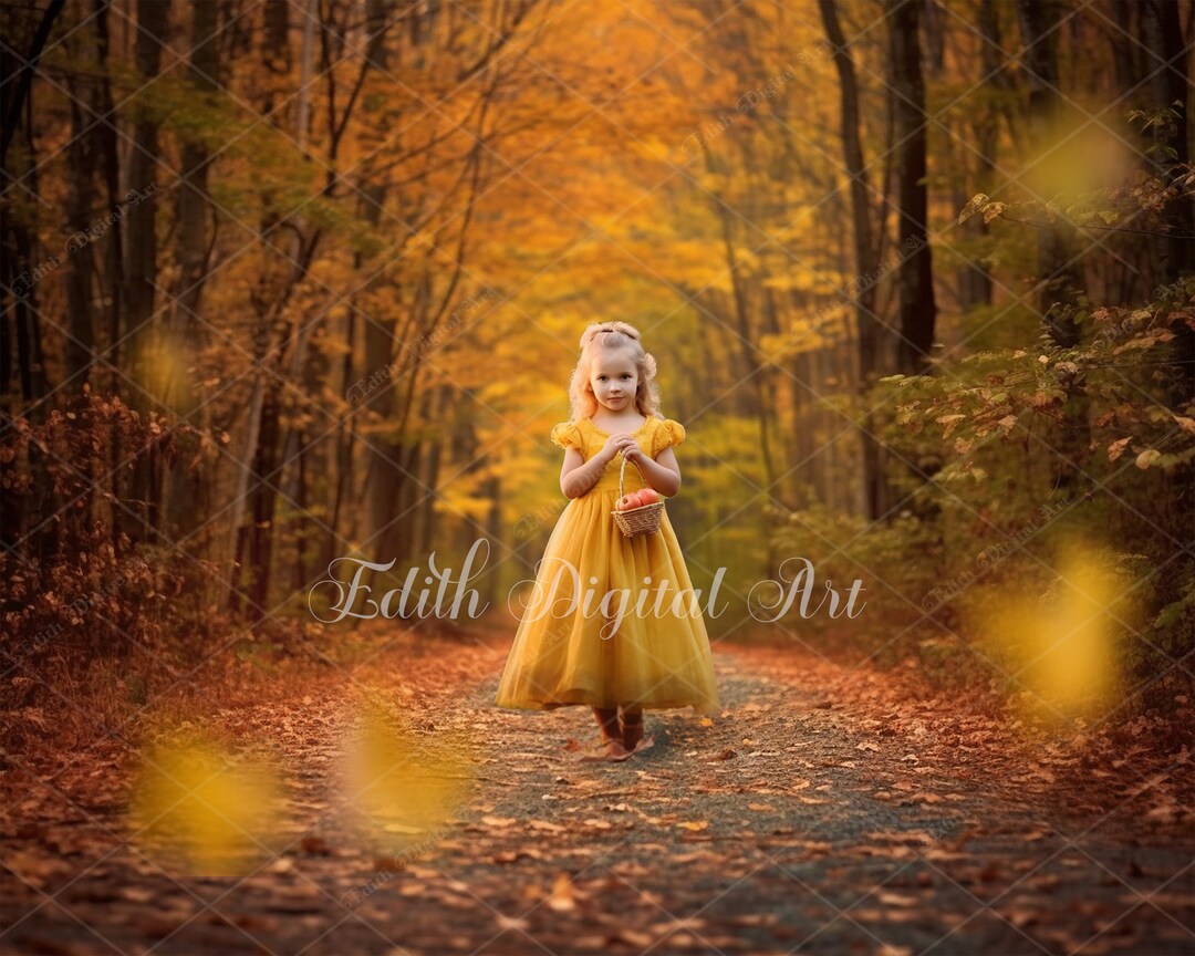 Autumn Digital Backdrop, Fall Backdrop Triails Photography Composite ...