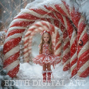 Candycane Arch Digital Backdrop Photo Composite, Christmas Digital ...