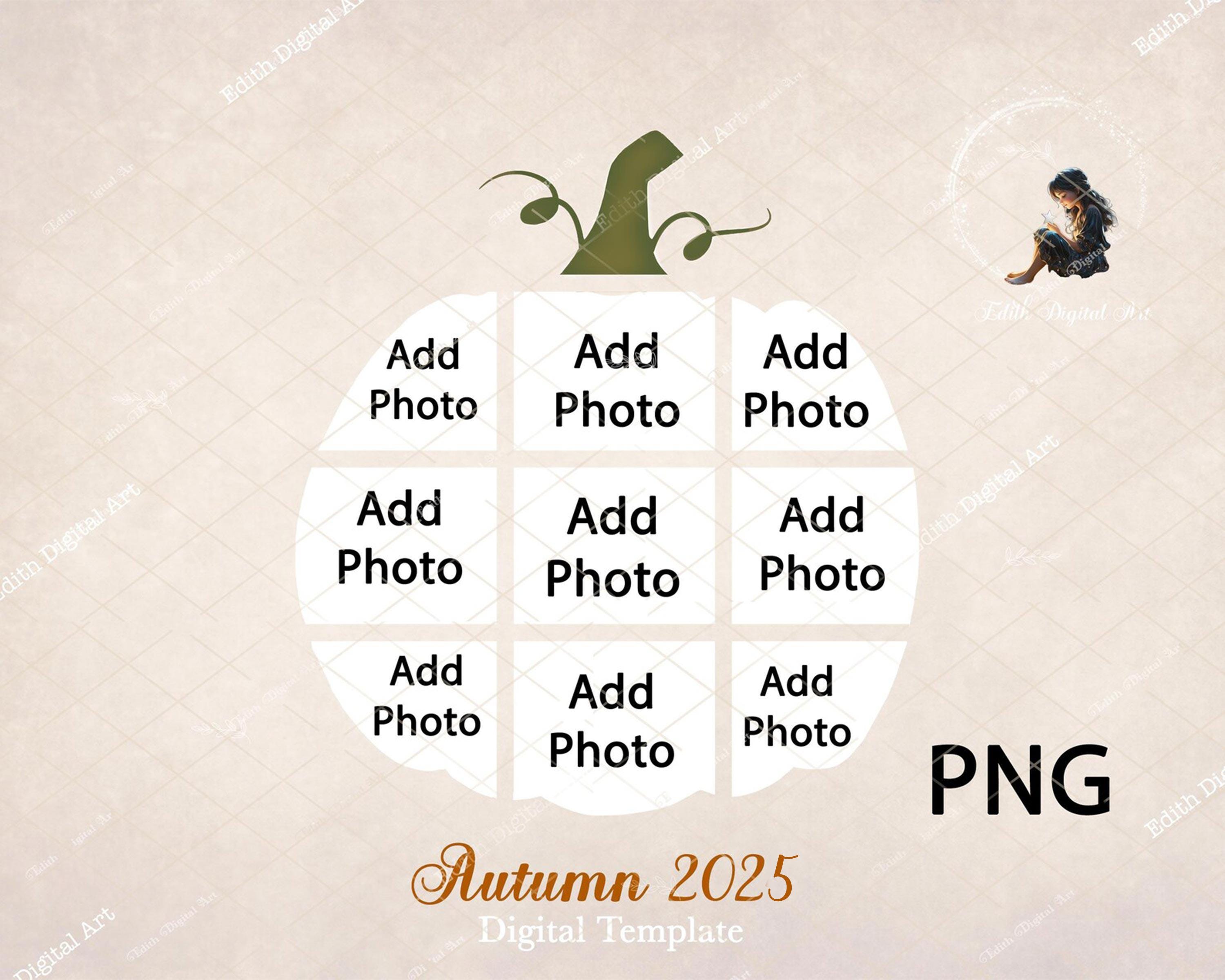 Autumn Digital Pupmpkin Photo Collage Template, Photography Collage PNG ...