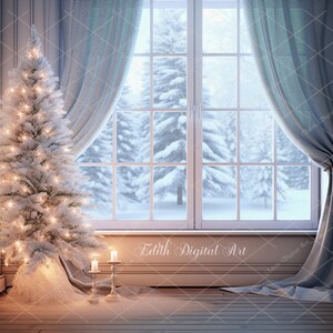Christmas Window Digital Backdrop, Christmas Digital Background ...