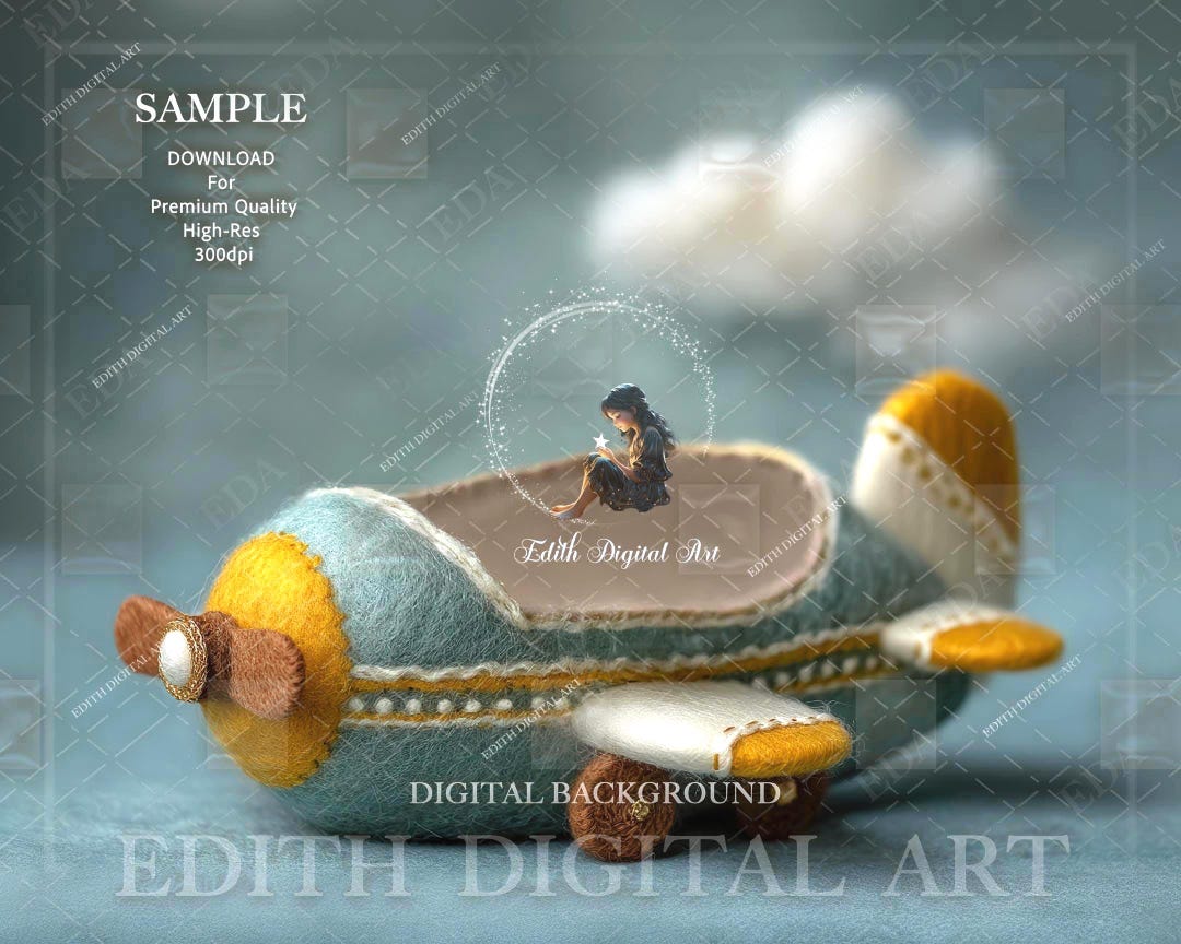 Newborn Felt Airplane Digital Backdrop, Baby Pilot Theme, Photo Prop ...