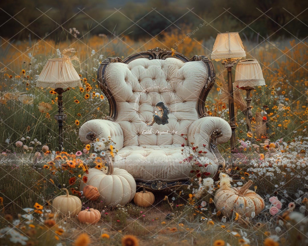 Autumn Digital Backdrop Photography, Fall Wildflower Field Digital ...