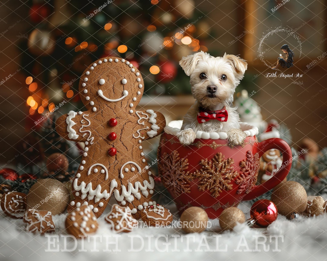 Christmas Digital Background for Pets, Dog Christmas Digital Backdrop ...