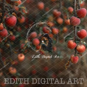 Fall Digital Backdrop, Apple Tree Branches, Autumn Digital Background ...