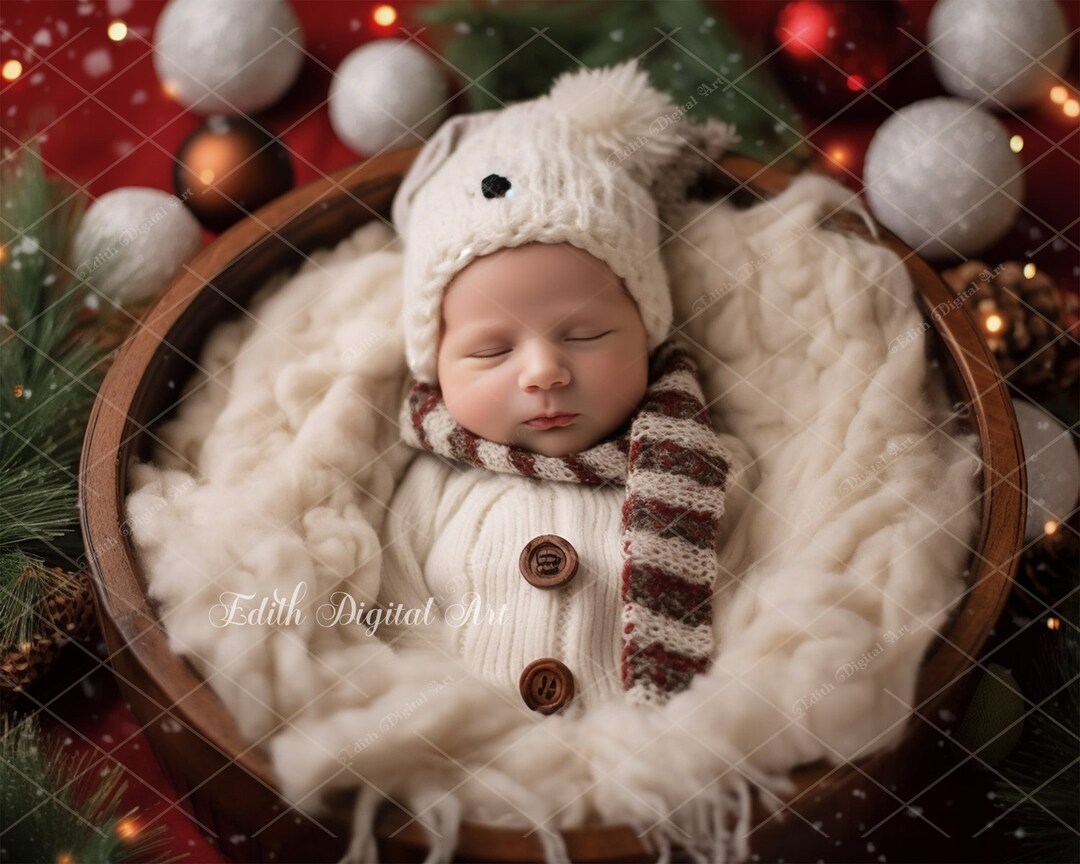 Newborn Christmas Digital Backdrop Photography, Face Insert Baby ...