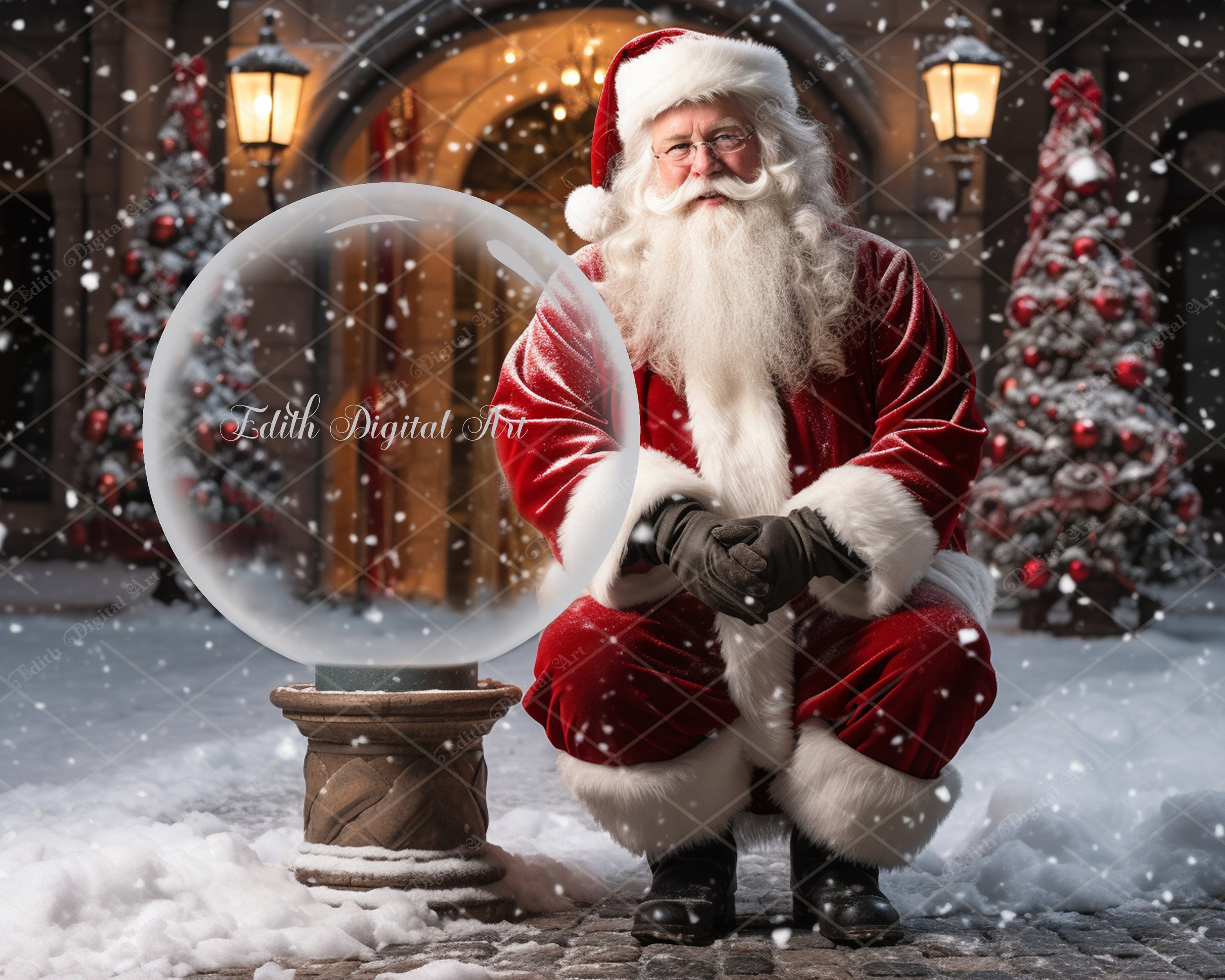 Santa With Snow Globe Christmas Digital Background Snowglobe Christmas Backdrop Photography Holiday Portrait Template Instant Download. Etsy