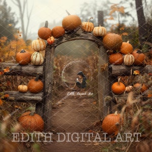 Fall Pumpkin Harvest Path Digital Backdrop, Autumn Farm Scene With ...