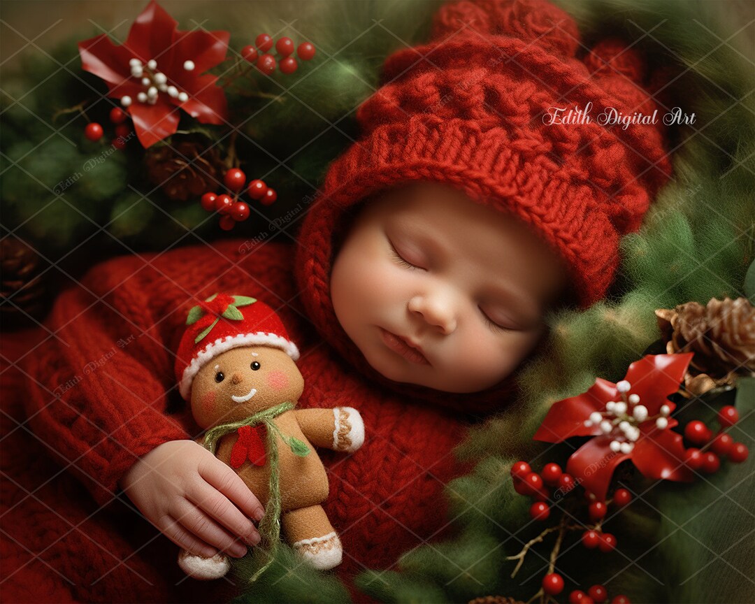 Newborn Christmas Backdrop Photography, Face Insert Baby Digital ...