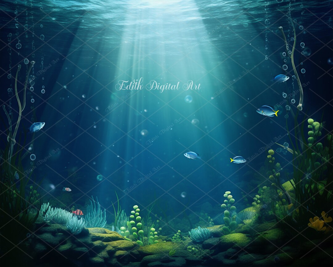 Under the Sea Backdrop Digital, Mermaid Digital Background Photography ...