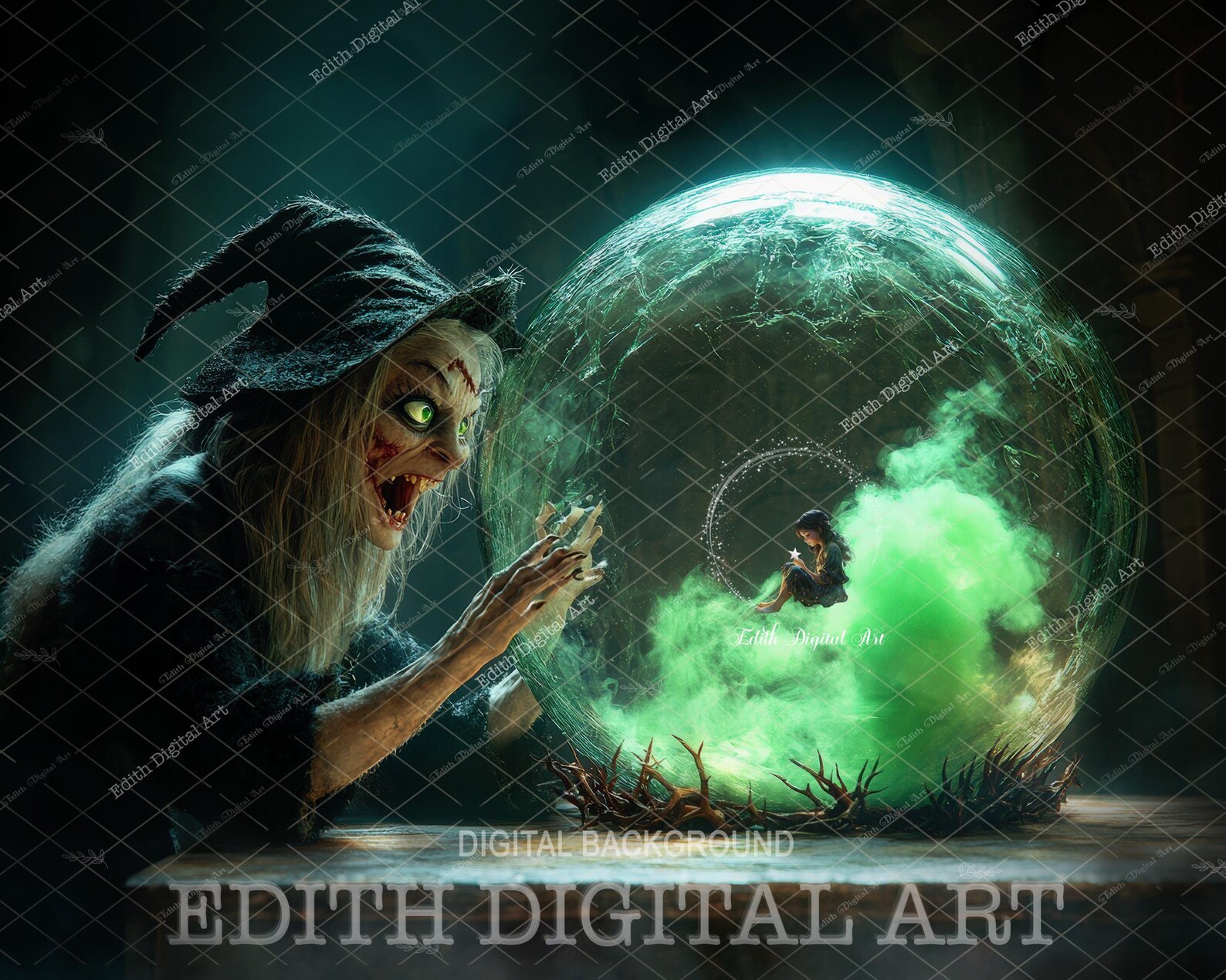 Halloween Digital Backdrop Composite, Witch Digital Background ...