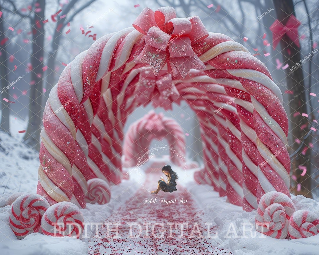 Candycane Digital Backdrop Photography, Candyland Road, Pink Candy Arch ...