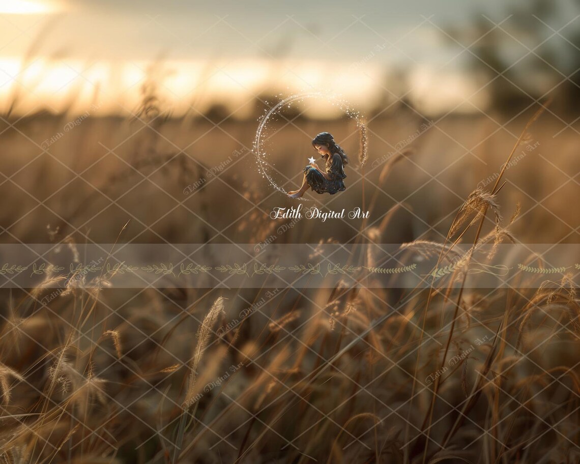 Autumn Digital Backdrop for Photography, Wheat Field Digital Background ...