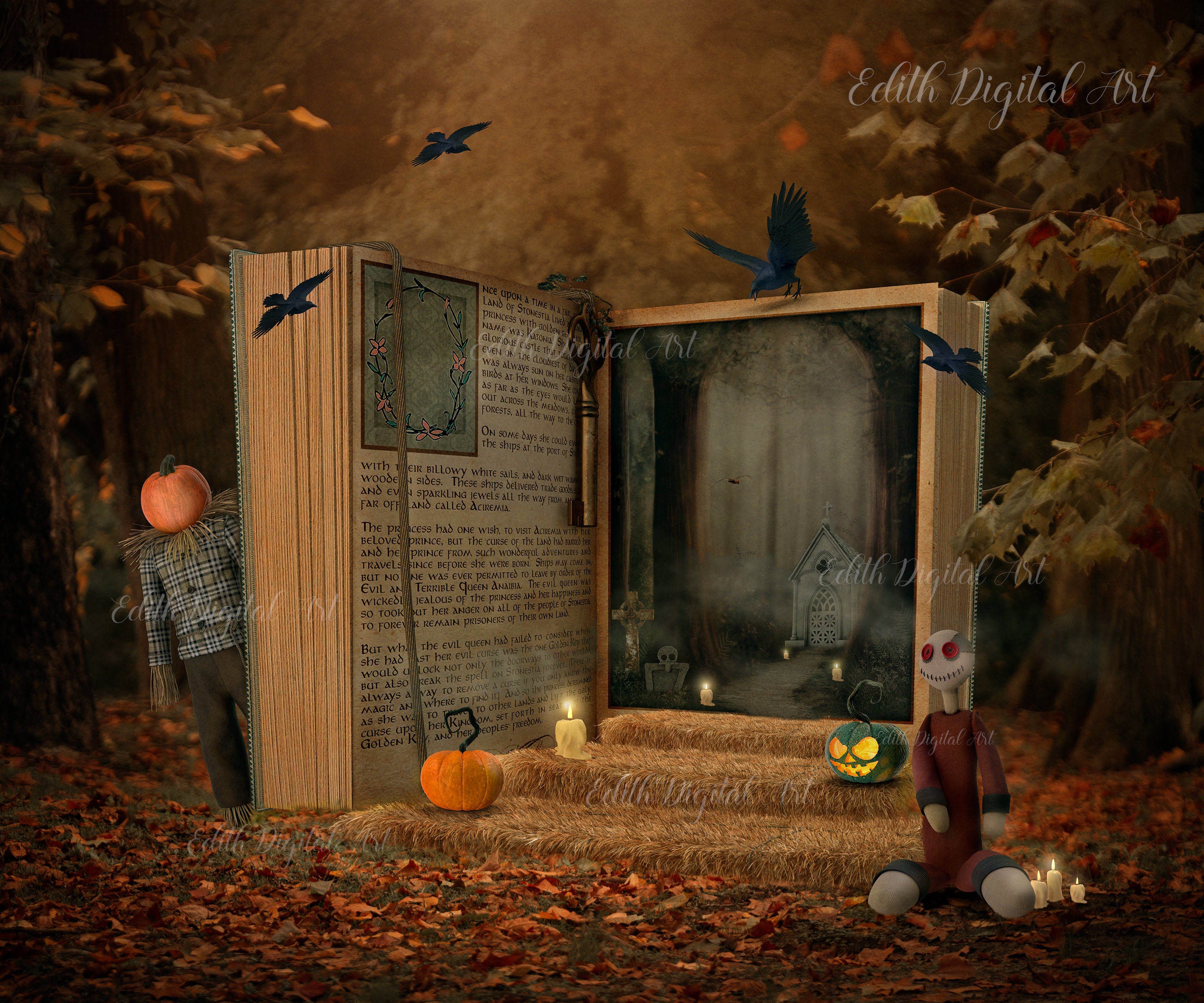 Enchanted Scary Halloween Backdrop Photography Autumn - Etsy