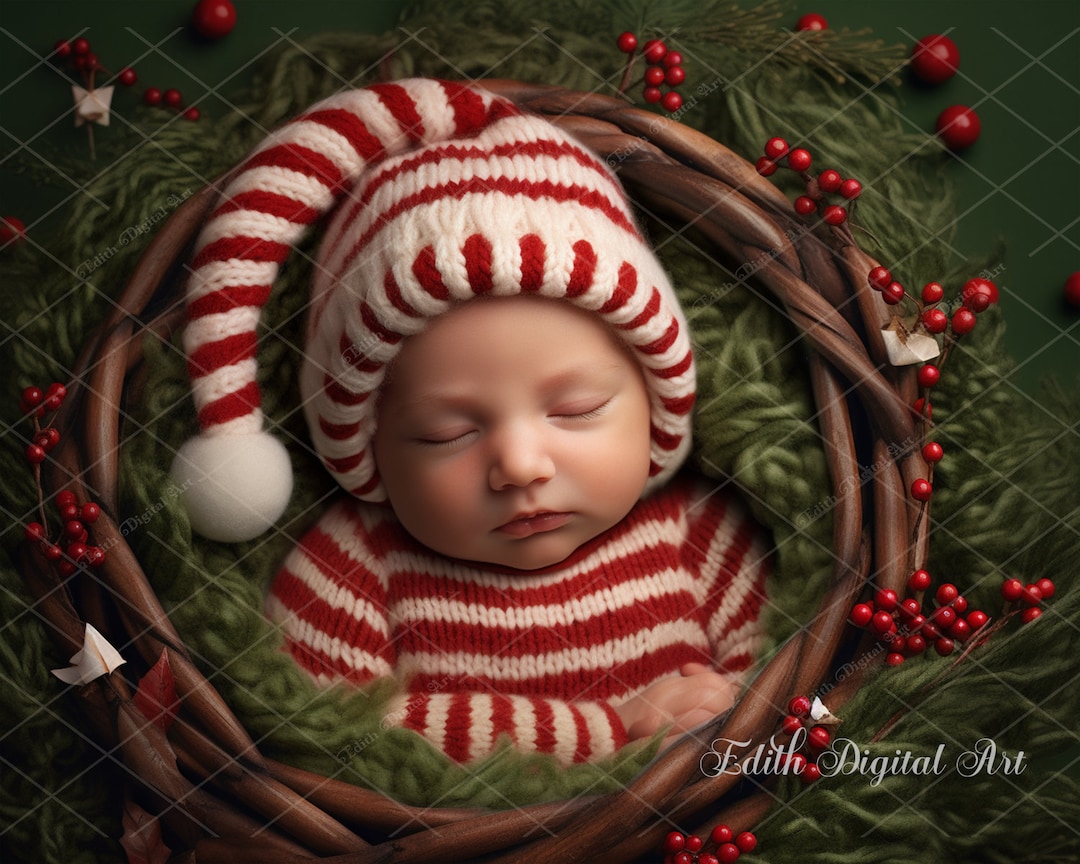 Newborn Digital Backdrop Face Insert, Christmas Digital Backdrop, Baby ...