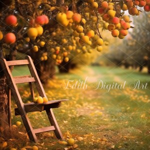 Autumn Digital Backdrop, Apple Harvest Farm, Fall Digital Background ...