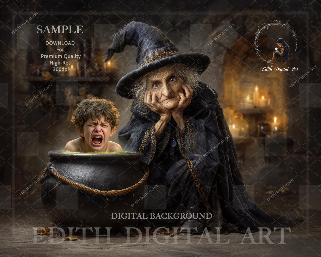 Fun Halloween Backdrop Composite, Witch Cauldron Digital Background ...