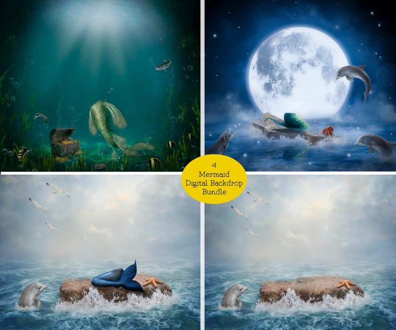 Mermaid Digital Background Underwater Reef Mermaid Digital - Etsy