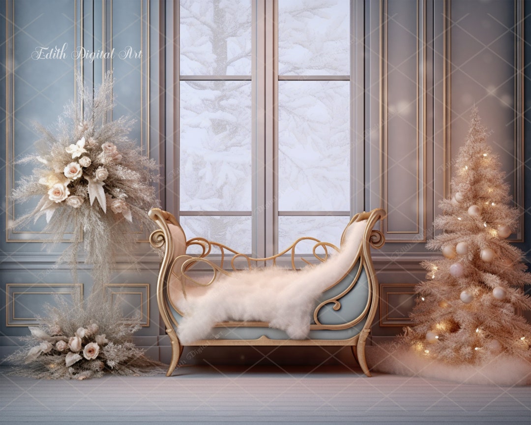 Christmas Digital Backdrop Photography, Newborn Bed Overlay, Christmas ...