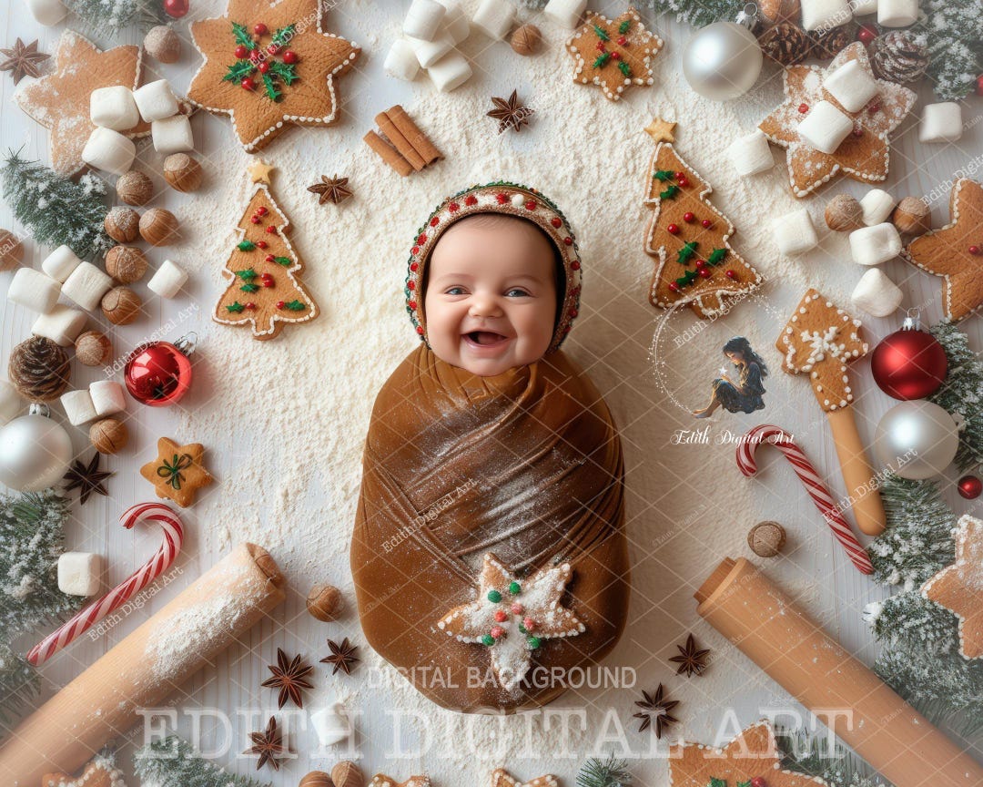 Christmas Digital Backdrop, Christmas Baking Newborn Composite, Bakery ...