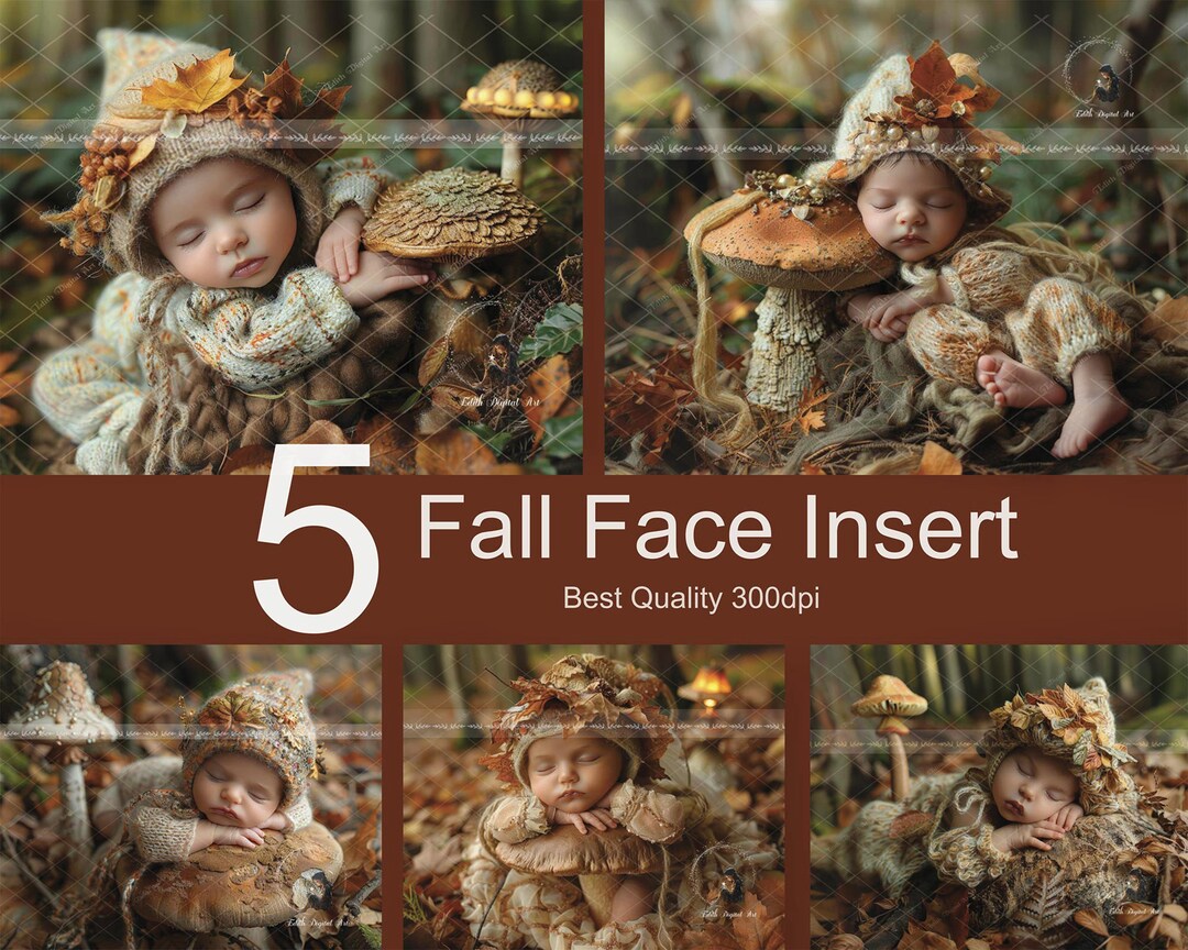Newborn Digital Backdrop for Photography, Newborn Face Insert, 5 Autumn ...