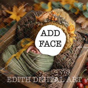 Newborn Girl Face Insert, Add Face Baby Photo, Autumn, Fall, Leaves ...