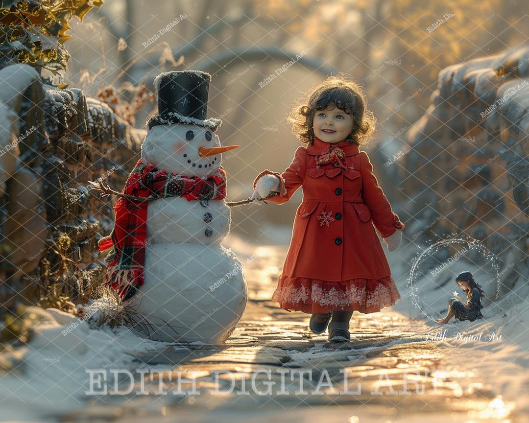 Snowman Digital Backdrop Photography, Christmas Digital Background ...