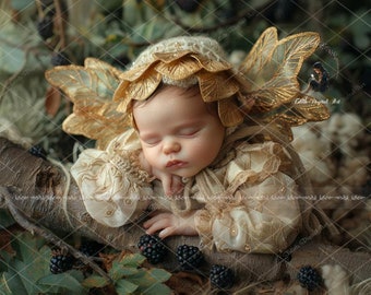 Newborn Fairy Face Insert, Autumn Baby Fairy Digital Background ...