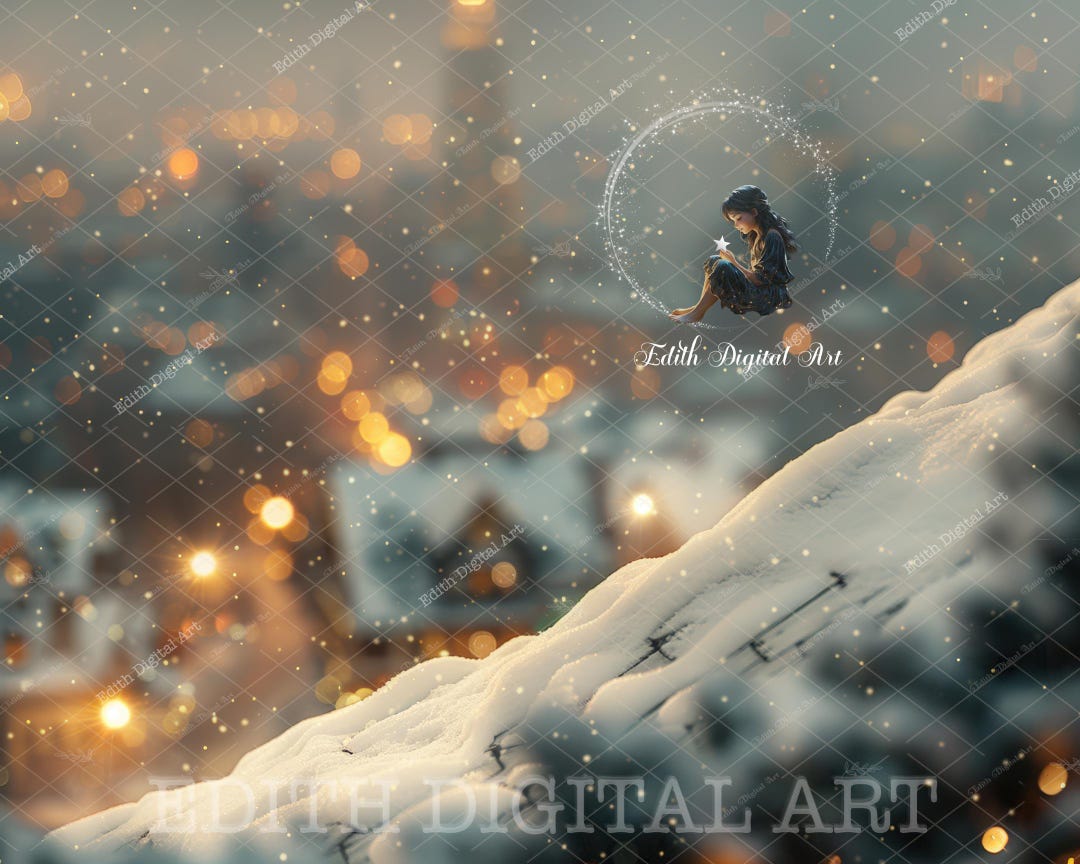 Snow Rooftop Digital Backdrop, Christmas Digital Backdrop Composite ...