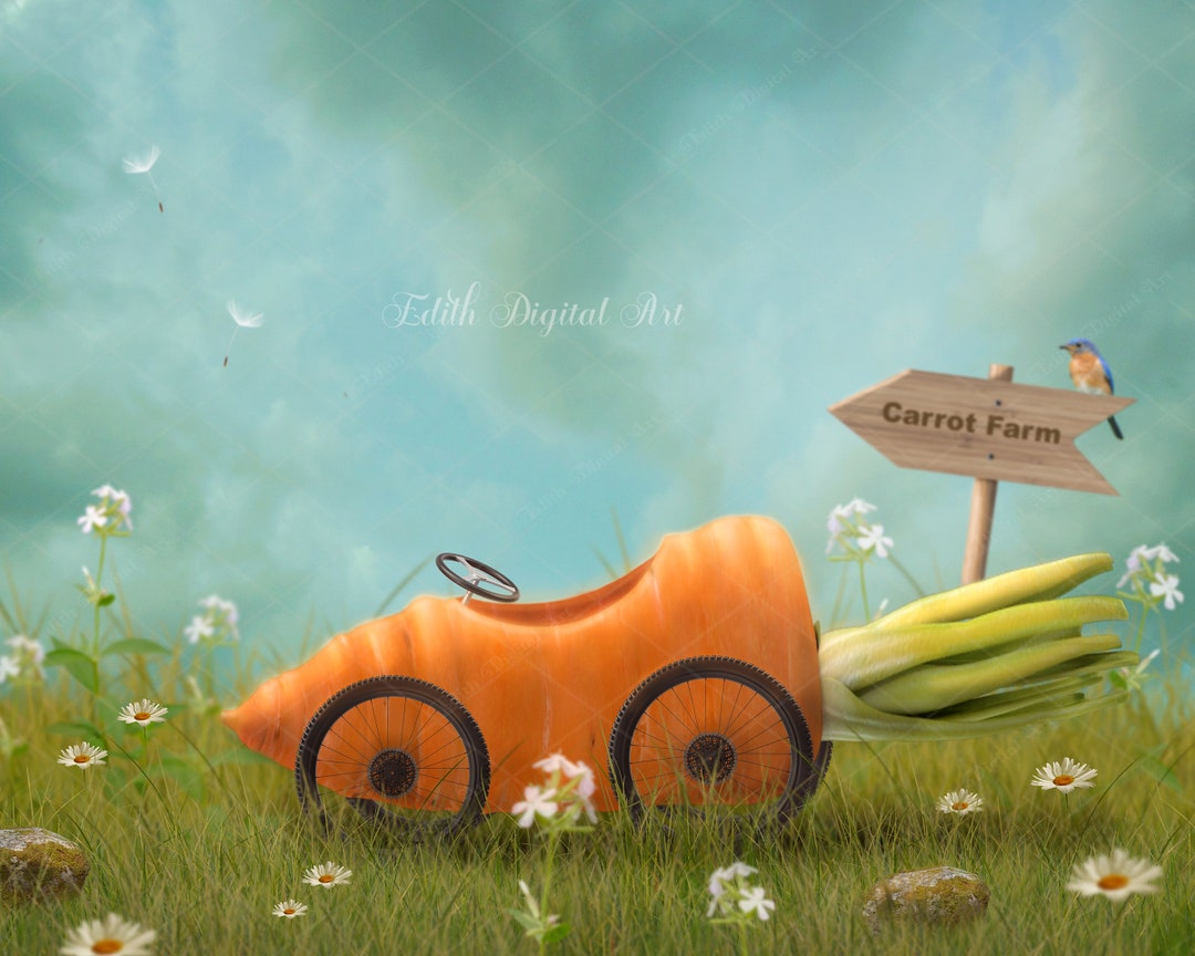 Easter Digital Backdrop Background Photography Composite, Easter Carrot ...