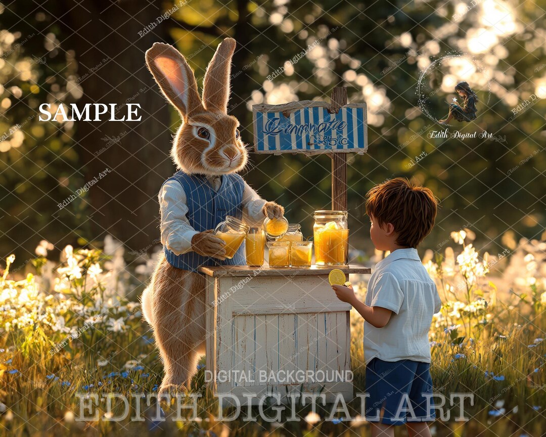 Easter Bunny Lemonade Stand Digital Backdrop (digital Download) - Etsy