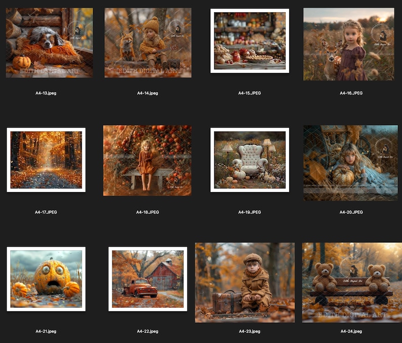 Autumn Digital Backdrops, Fall Digital Backgrounds Photography, 80 ...