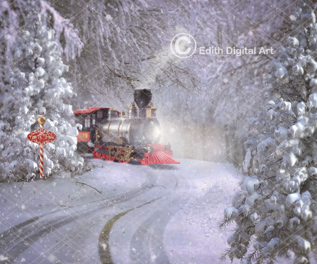 Polar Express Christmas Digital Backdrop for Kids, Christmas Train ...