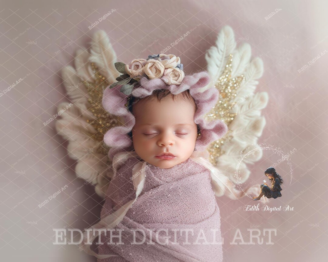 Newborn Digital Backdrop Face Insert, Background Digital Baby Girl ...