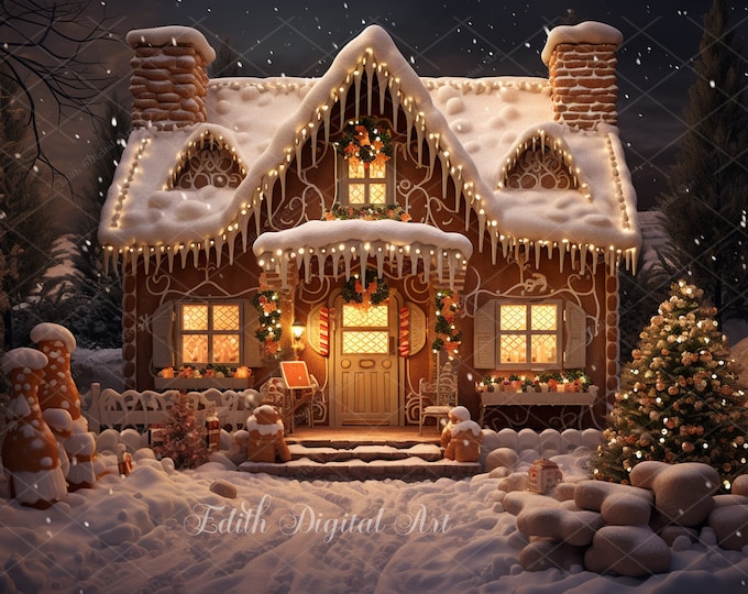 Christmas Gingerbread House Illustration, Colouring Page, PDF Download ...