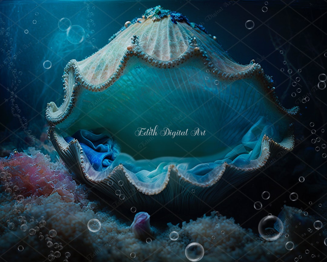 Mermaid Backdrop, Mermaid Shells Background Bed for Newborn and Toddler ...