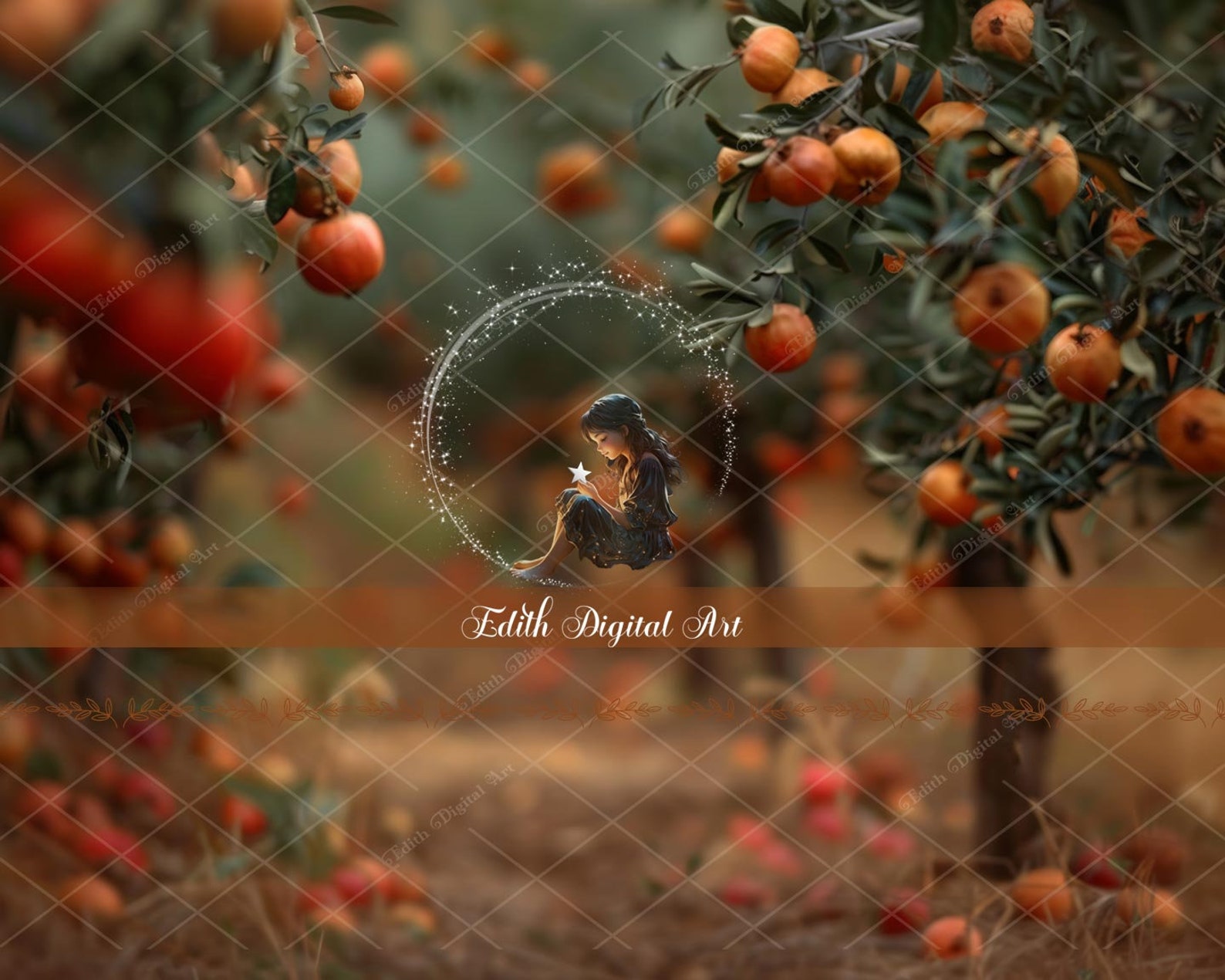 Orchard Digital Backdrop Photography, Pomegranate Trees, Farm Road ...