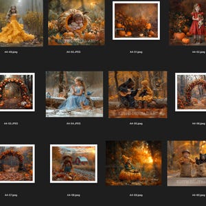 Autumn Digital Backdrops, Fall Digital Backgrounds Photography, 80 Photo Bundle, Barn, Farm Road ...