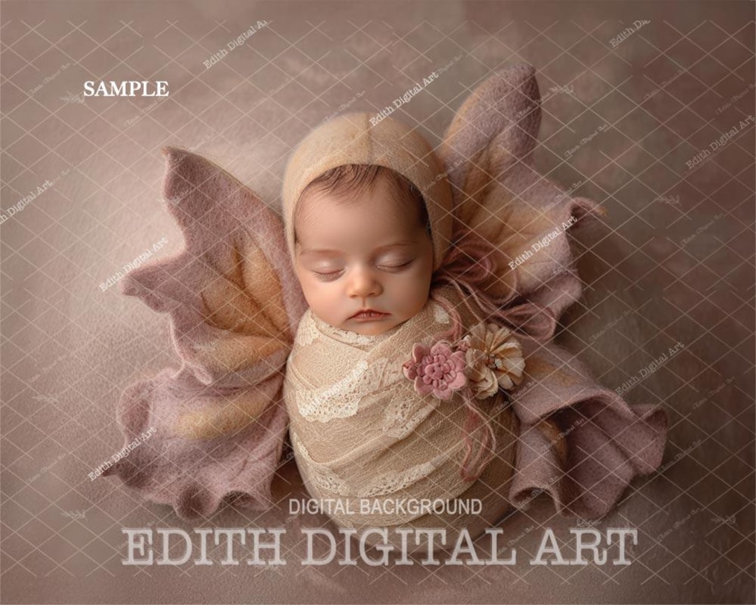 Newborn Digital Backdrop, Newborn Face Insert, Newborn Butterfly Baby ...