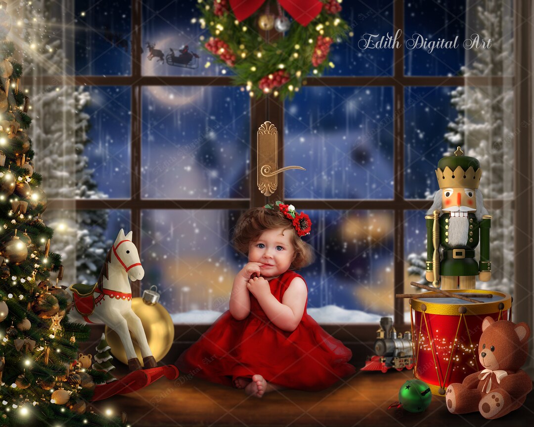 Christmas Window Backdrop Digital Photography for Kids, Snow Window ...
