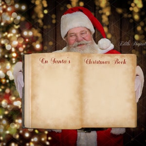 Santa Holding a Book Photography, Christmas Digital Backdrop, Santa ...
