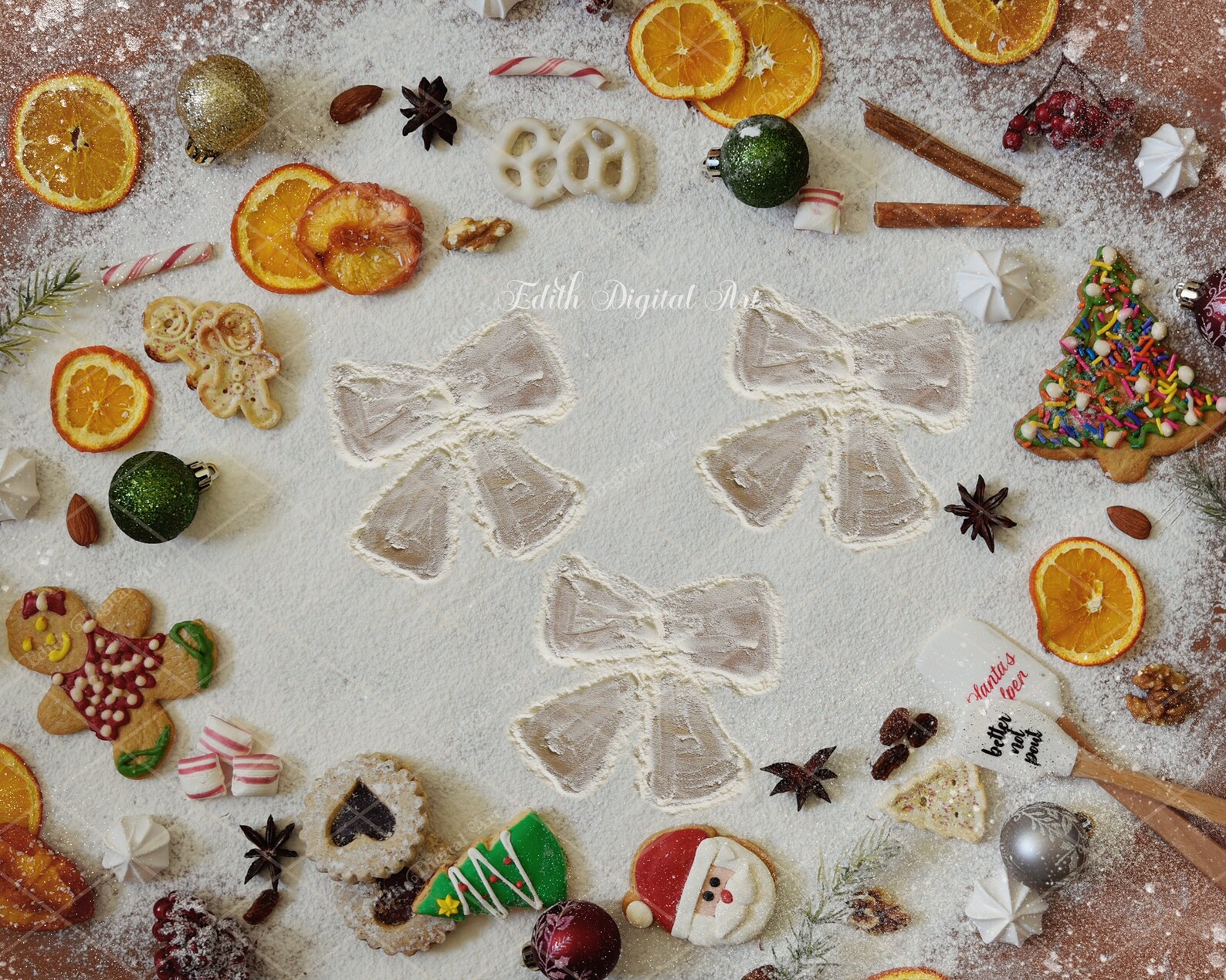 Christmas Digital Background Baking Snow Angel on Flour - Etsy