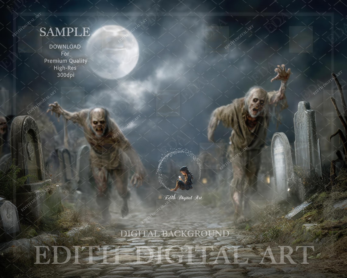 Cemetery Digital Backdrop Photography, Fun Halloween Background Photo ...