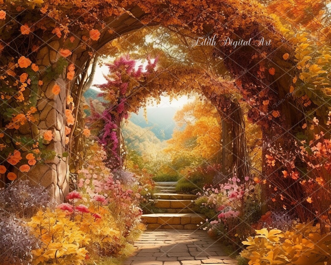 Fall Digital Backdrop, Fall Landscape Backdrop Photography Composite ...