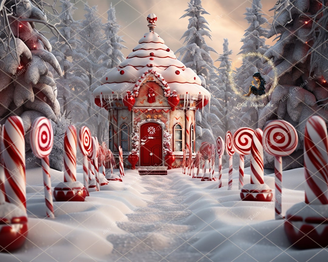 Candyland Backdrop Digital, Christmas Digital Backdrop, Christmas Background Photography, Candy ...