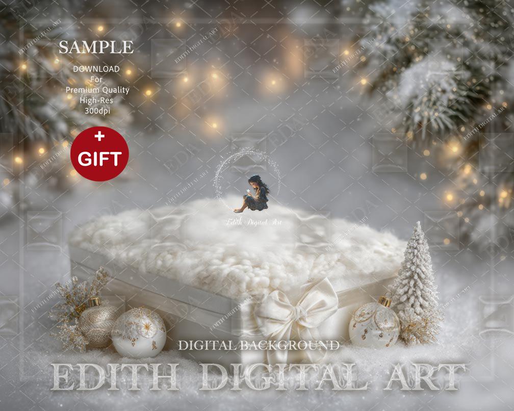 Newborn Digital Backdrop, Baby First Christmas Photography, White ...