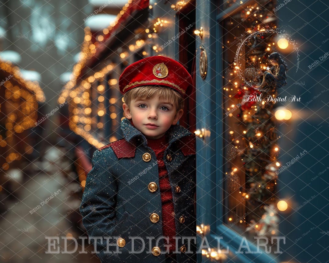 Magical Christmas Train Station Backdrop Composite, Christmas Digital ...