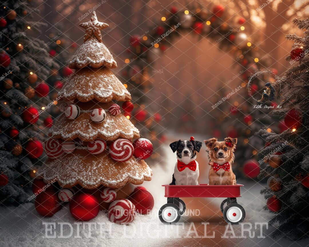 Christmas Dog Digital Backdrop Photography, Christmas Pets Portrait ...