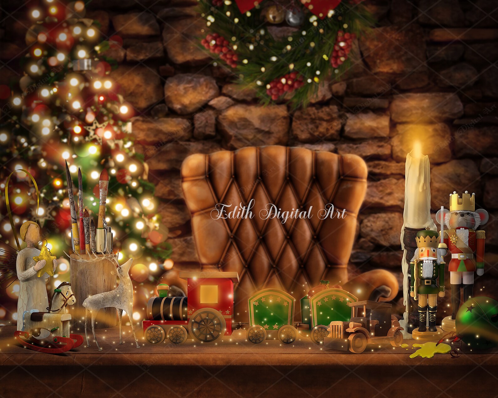 Christmas Digital Backdrop Santa Workshop Digital Background - Etsy