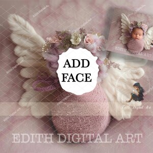 6 Newborn Digital Backdrop Face Insert, Baby Girl Digital Background ...