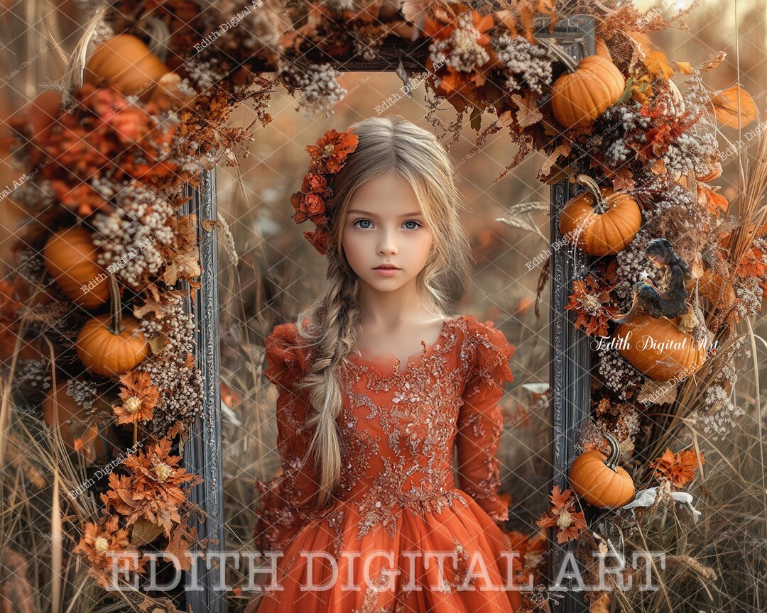 Autumn Frame Difital Backdrop, Kids, Maternity Portrait, Fall Arch ...